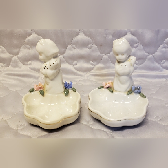 Accents | Set Of 2 Vintage Porcelain Little Girl And Boy On Clam Shell ...